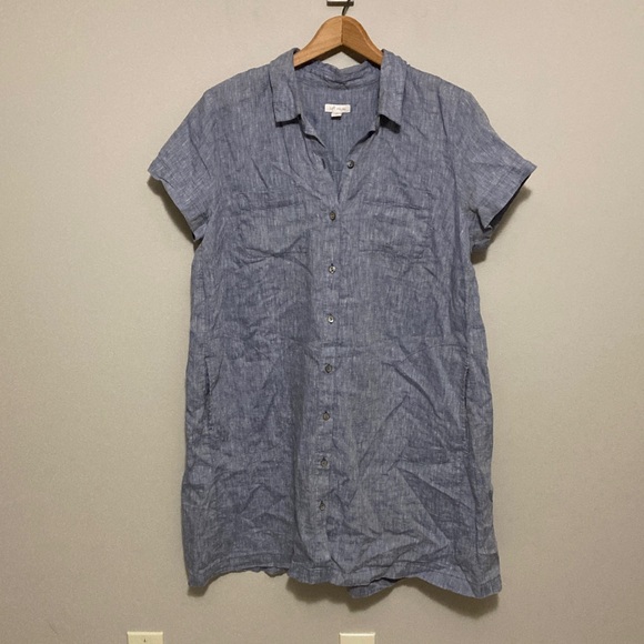 J. Jill | Dresses | J Jill Love Linen Casual Blue Button Down Shirt ...